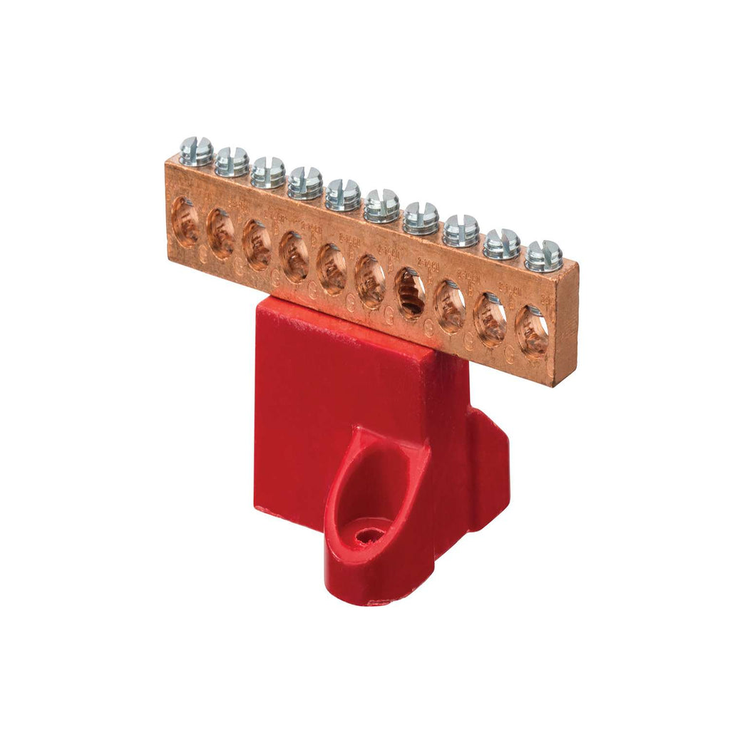 NSI GBC2-10 Copper Isolated Ground Bar, CU 2-14 AWG Range, 10 Circuits – EIO.com