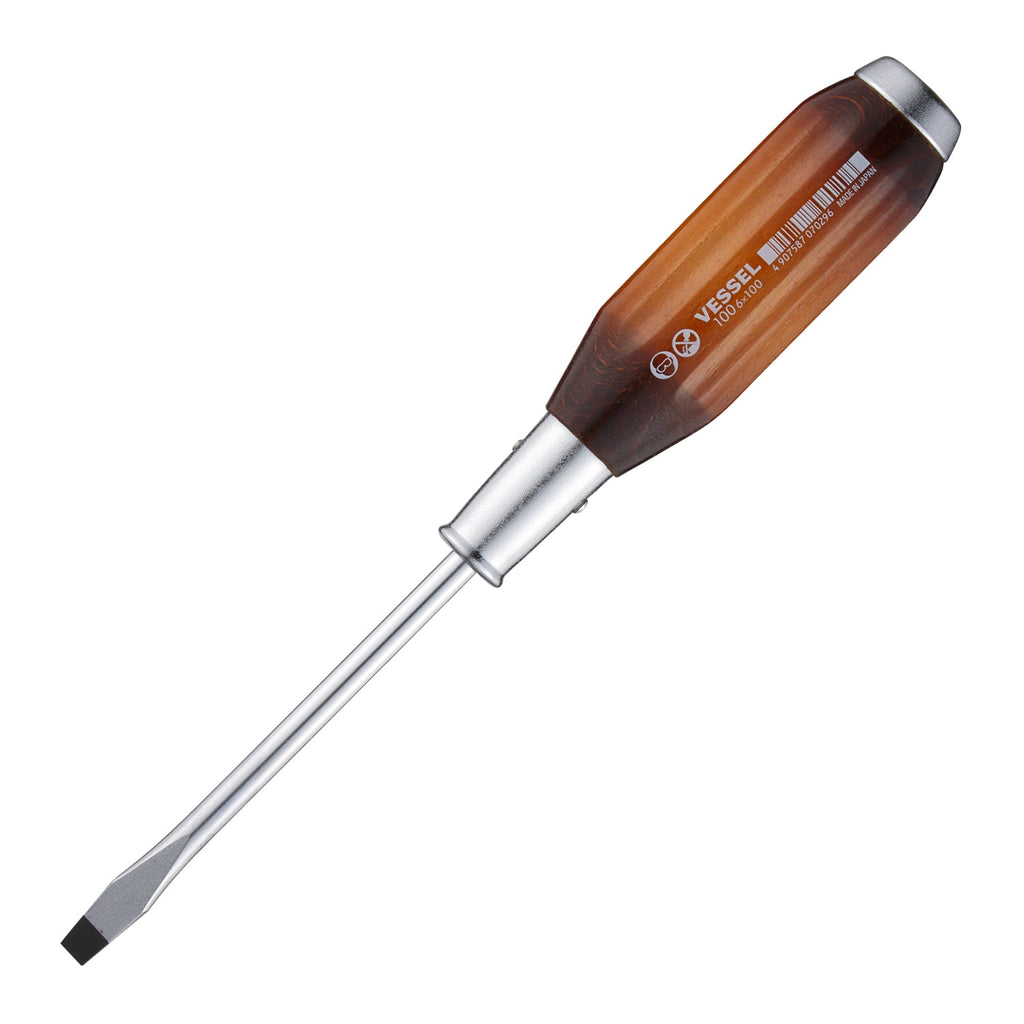Vessel 100S6100 Genuine Wood Handle Tang-Thru Screwdriver No.100 Slott ...