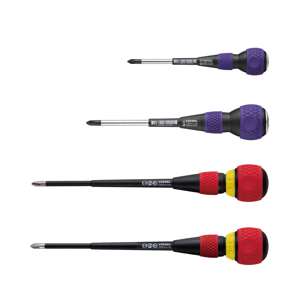 Vessel Tools 2304JSPB BALL GRIP JIS Screwdriver Set, 4 Pc. – EIO.com