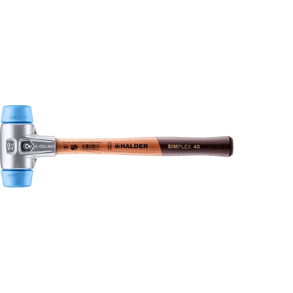 Halder 3101.040 Simplex Mallet with Soft Blue Rubber Inserts, Lightwei ...