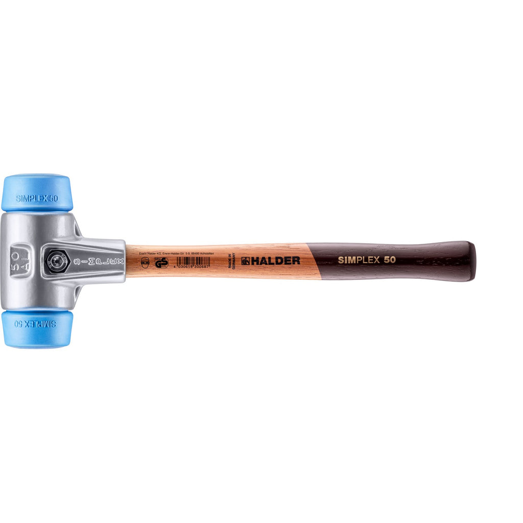 Halder 3101.050 Simplex Mallet with Soft Blue Rubber Inserts, Lightwei ...