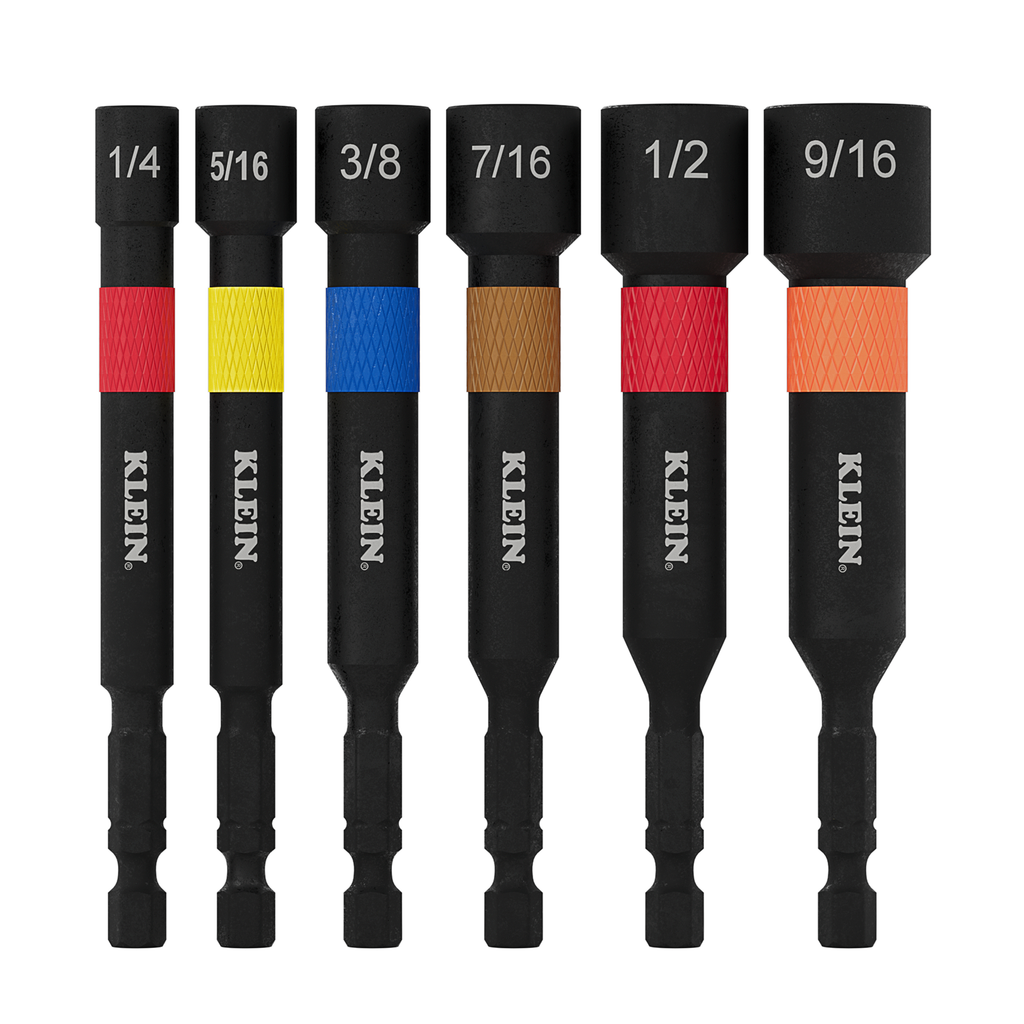 Klein Tools 32946S Magnetic Power Nut Setters, 4-Inch Shaft, 6 Pc ...