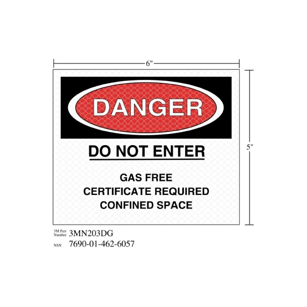 3M Diamond Grade Safety Sign 3MN203DG, "DANGER…SPACE", 6 in x 5 inage ...