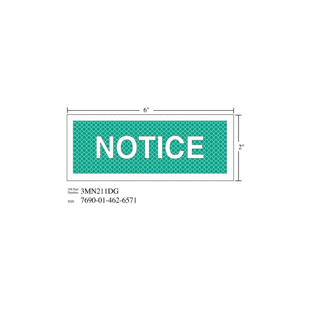 3M Diamond Grade Safety Sign 3MN211DG, "NOTICE", 6 in x 2 inage – EIO.com