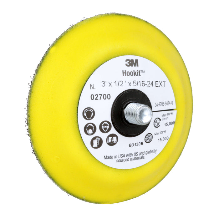 3M Hookit Disc Pad 02700, 3 in x 1/2 in 5/16-24 External — EIO.com
