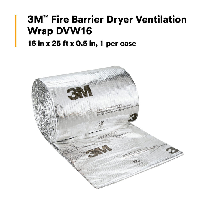 3M Fire Barrier Dryer Ventilation Wrap DVW16, 16 IN x 25 FT x 0.5 IN ...