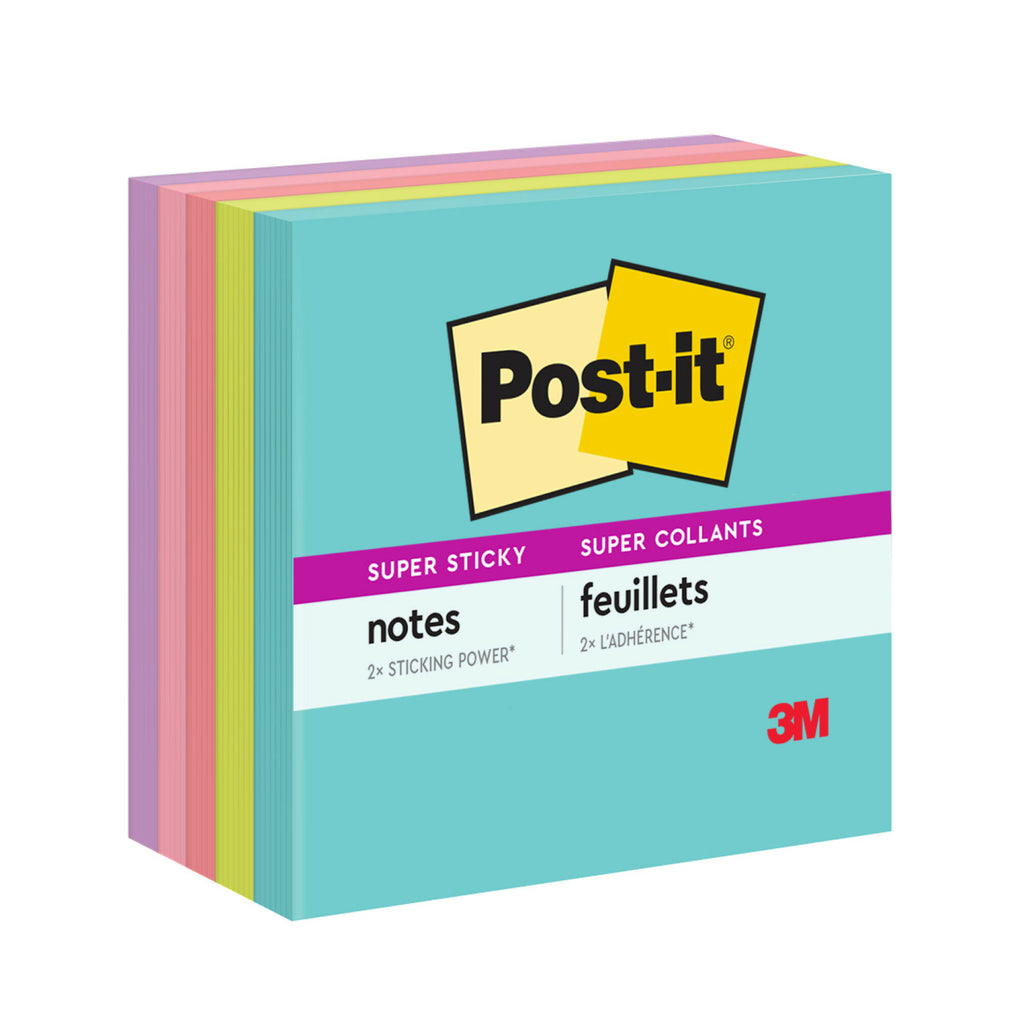 Post-it® Super Sticky Notes 654-5SSMIA, 3 in x 3 in (76 mm x 76 mm ...
