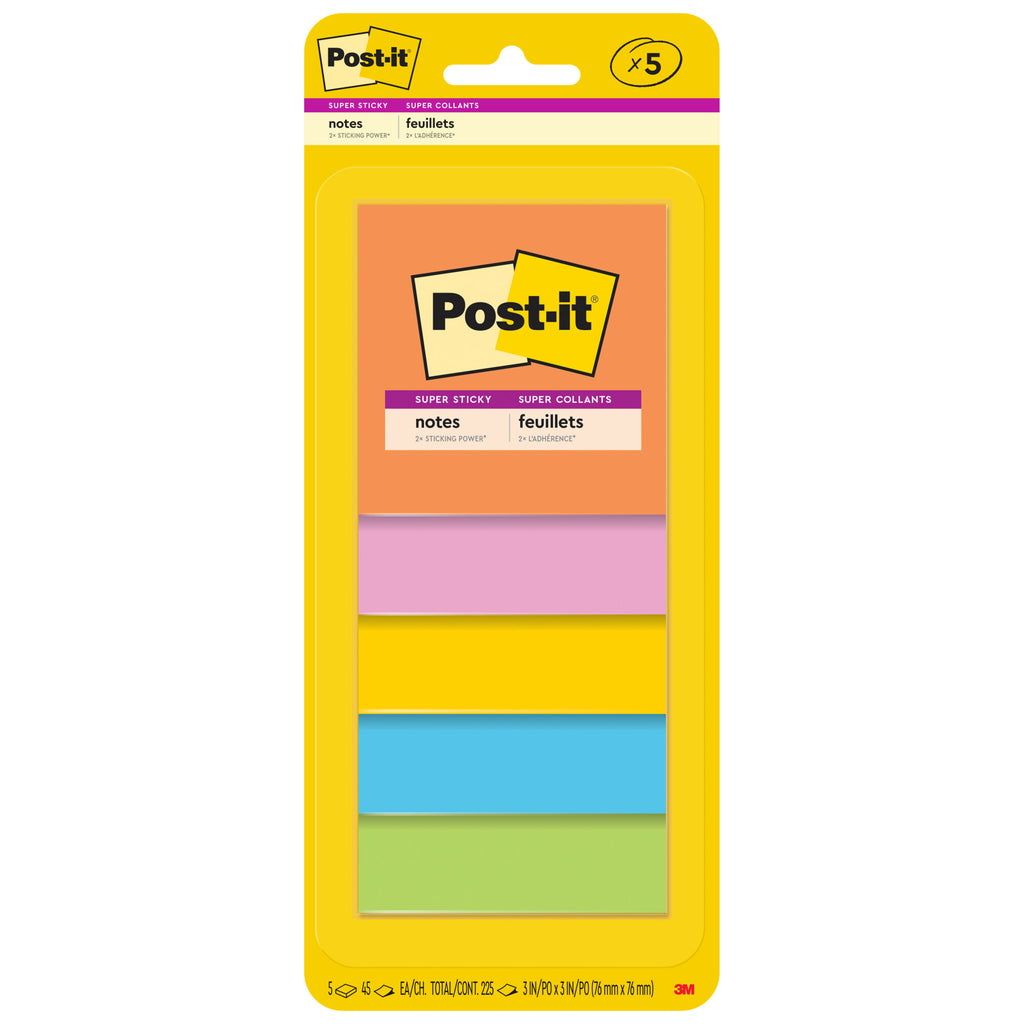 Post-it® Notes 3321-5SSAU, 3 in x 3 in (76 mm x 76 mm) – EIO.com
