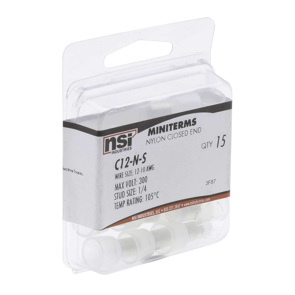 NSI C12-N-S Nylon Closed-End Wire Connector with Crimp Sleeve, 15 Pack ...
