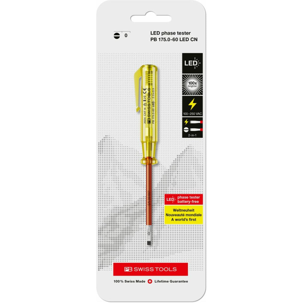 PB Swiss PB 175.0-60 LED CN 100-250 VAC Phase Tester & Slotted Screwdr ...