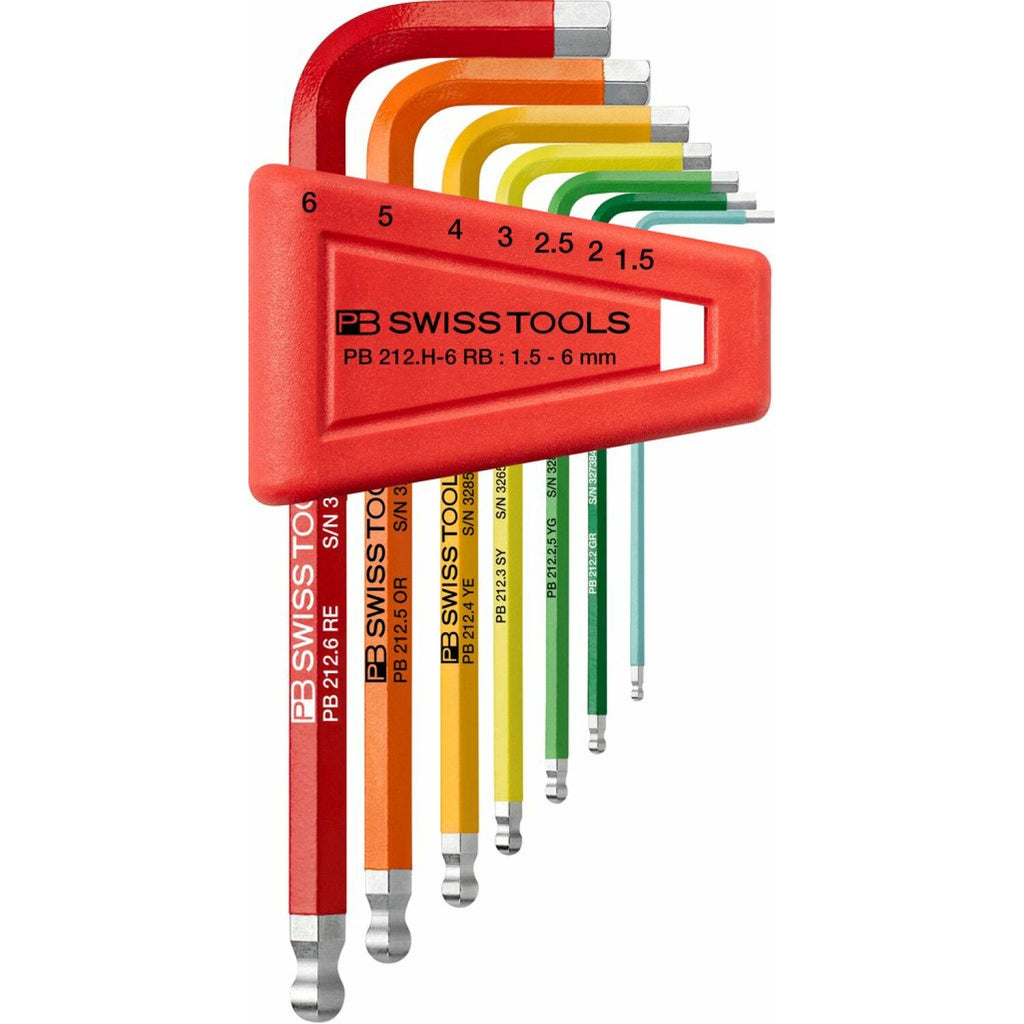 PB Swiss Tools PB 212.H-6 RB Hex Key Set Ballpoint Metric Rainbow 1.5 ...