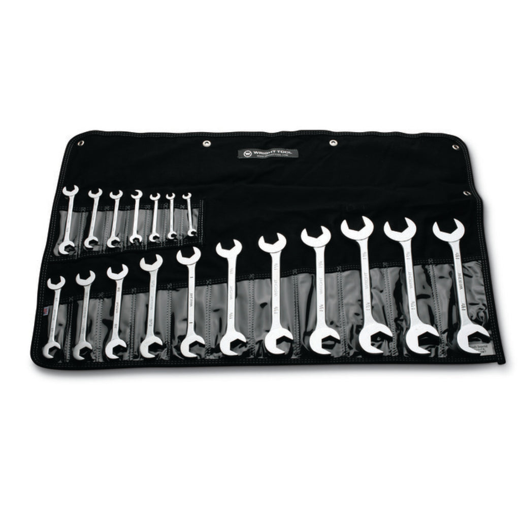 Wright Tools 732 18 Piece 15 & 60 Degrees Double Angle Open End Wrench ...
