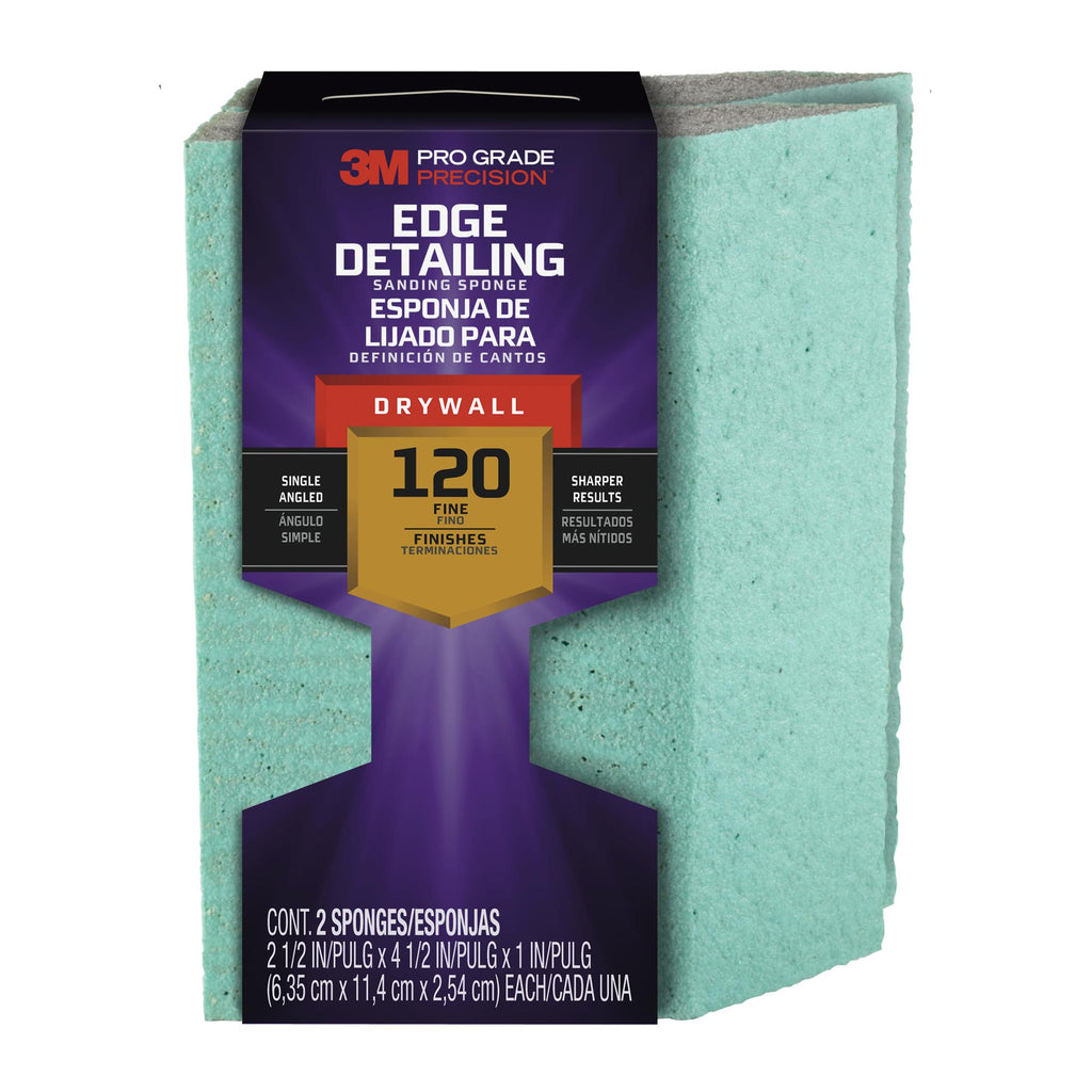3M Pro Grade Precision Drywall Edge Detailing Angled Sanding Sponge Fi ...
