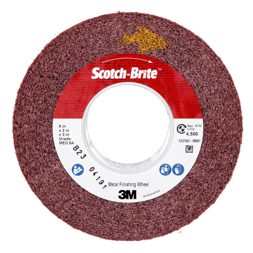 Scotch-Brite Metal Finishing Wheel, MF-WL, 5A Medium, 8 in x 2 in x 3 ...