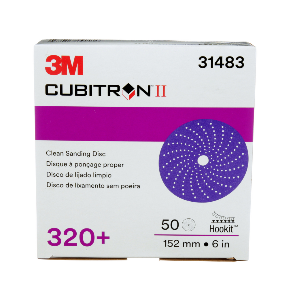 3M Cubitron II Hookit Clean Sanding Abrasive Disc, 31483, 6 in, 320+ g ...