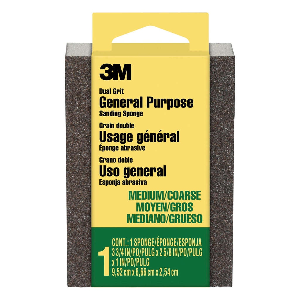 3M Sanding Sponge, 909-ESF, Dual Grit Block, 3 3/4 in x 2 5/8 in x 1 i ...