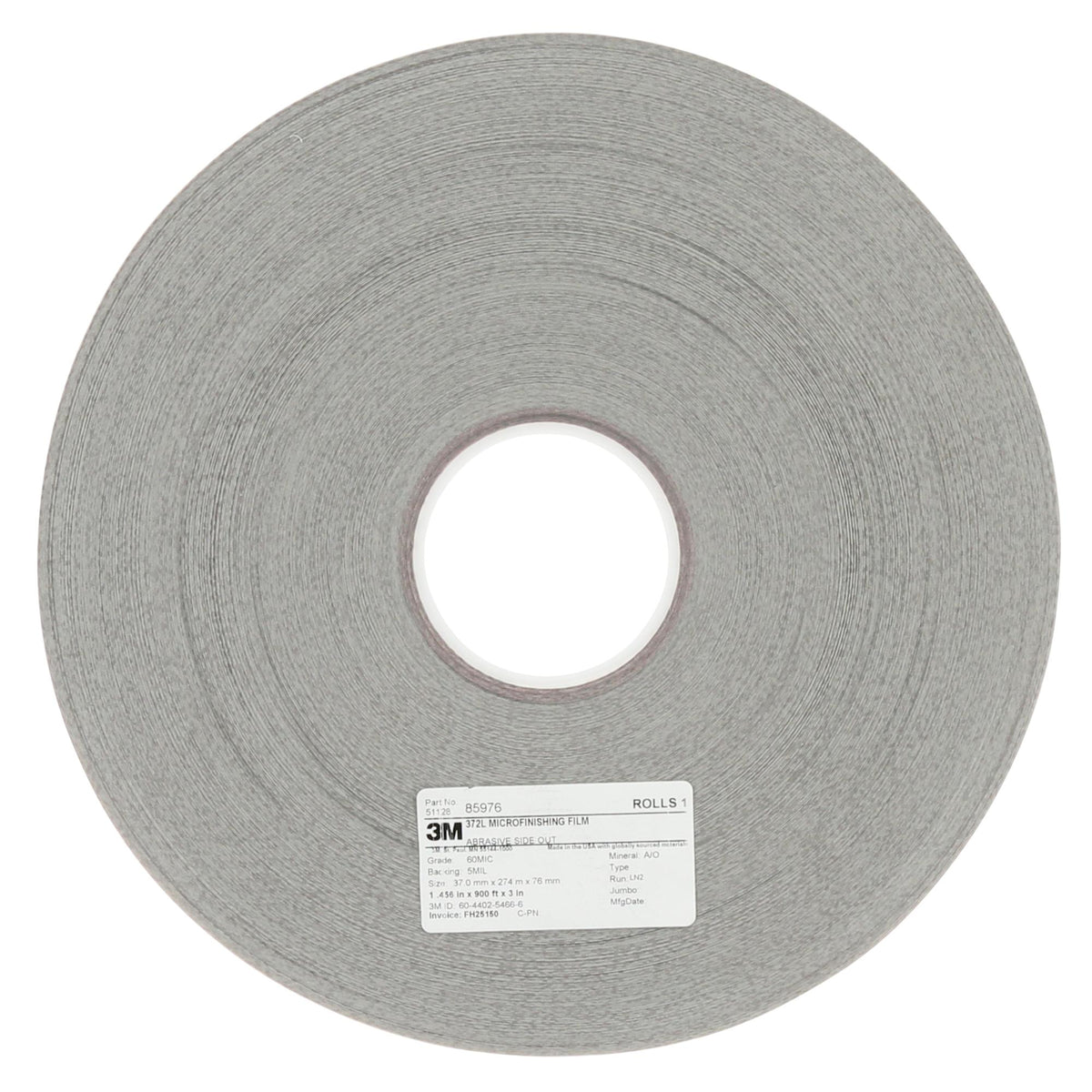 3M Microfinishing Film Roll 372L, 9 Mic 5MIL, .866 in x 500 ft x 2 in ...