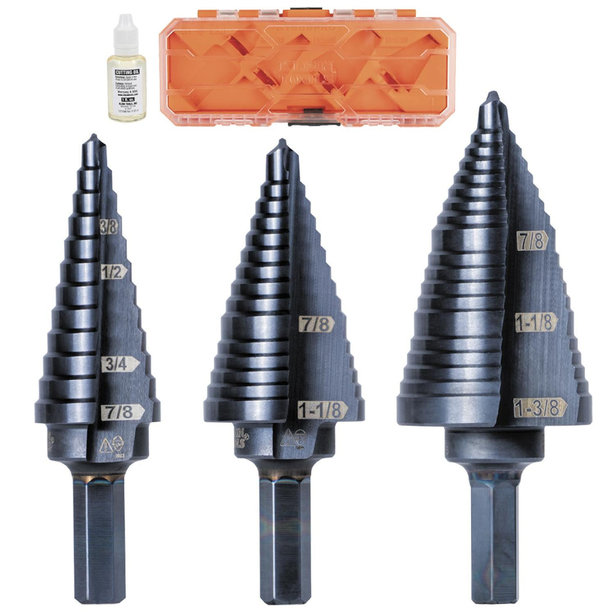 Klein Tools KTSBSPRO Premium Electrician's Hex Step Bit Set, 3/8", 3 P ...