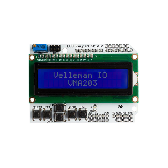 Velleman VMA203: LCD & Keypad Shield for Arduino — EIO.com